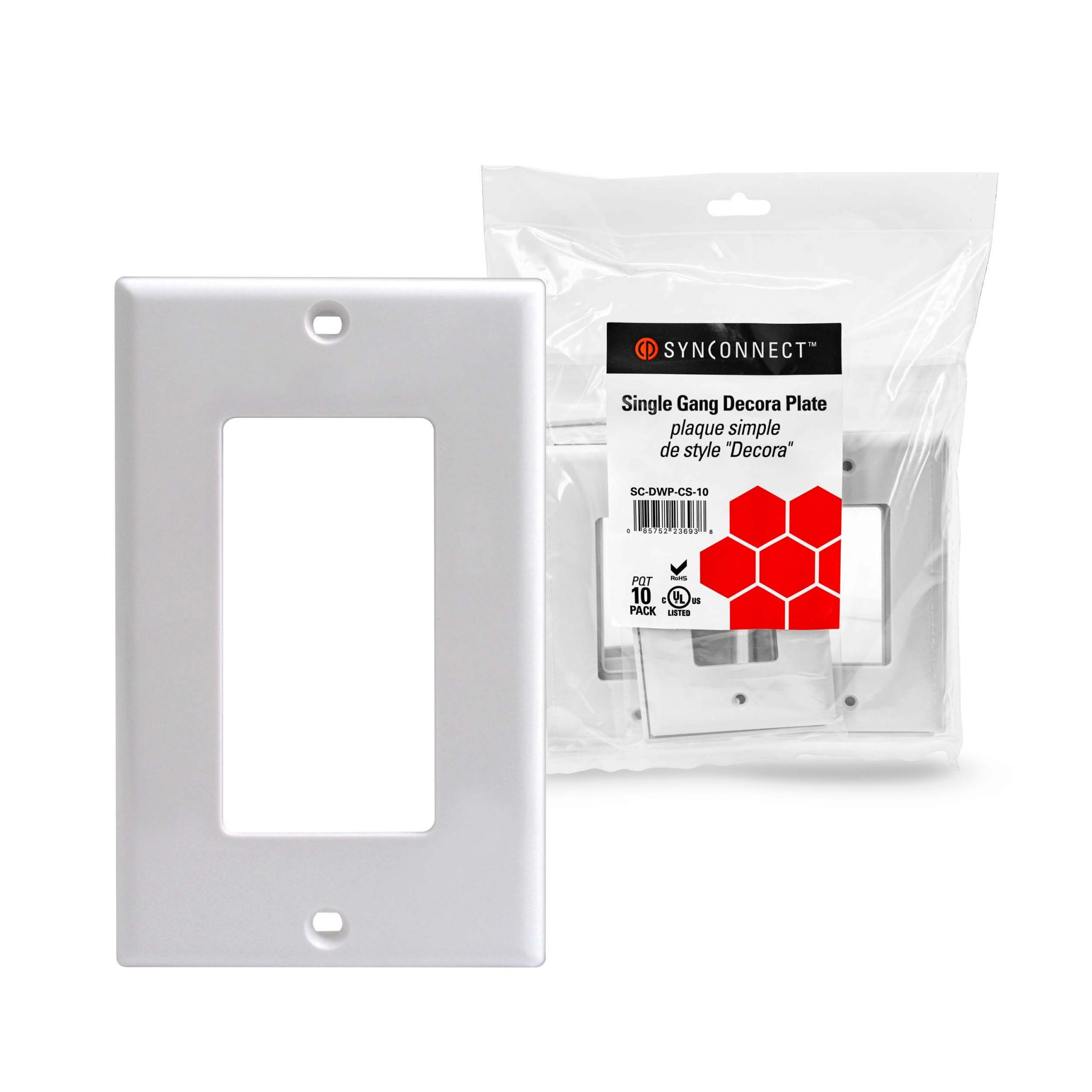 1 Gang Decora Style Wall Plate 10/Pack - Crisp white finish Plate (1 ...